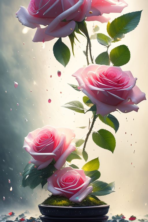 mealy-alpaca706: bonsai of white roses, sunny day, large drops of water ...