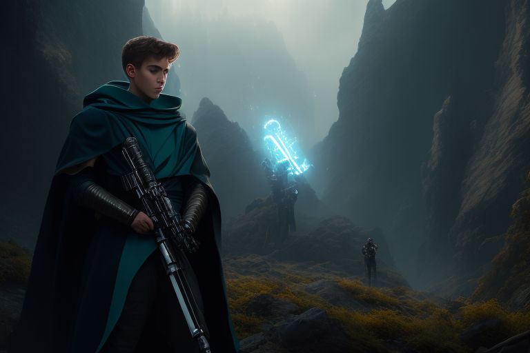 fixed-lark322: Young white male Jedi with a teal lightsaber wearing a ...