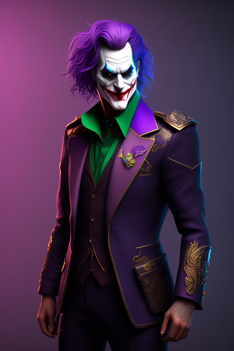 sleepy-gull200: joker, purple suit, well detailed face, cute smile ...