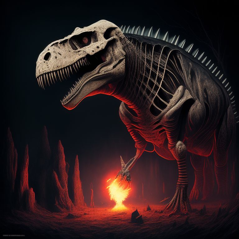 fatal-guanaco93: Tyrannosaurus rex skeleton shooting fireballs