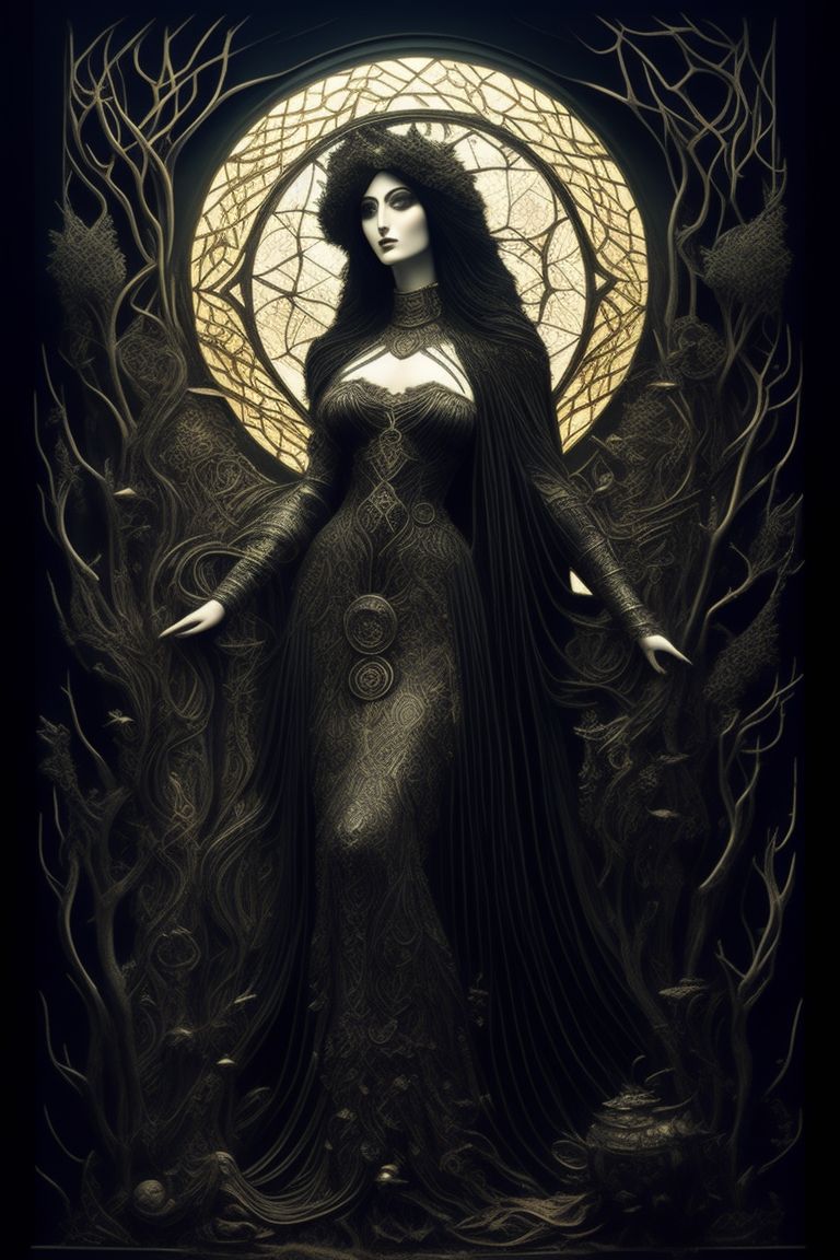 edible-crow416: etching, forest goddess witch, byzantine mosaic ...