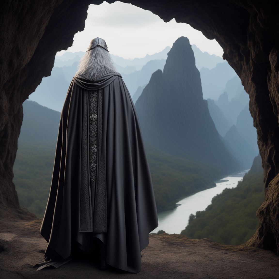 dreamrezzer: Long grey haired Merlin the Magician, magic wooden walking ...