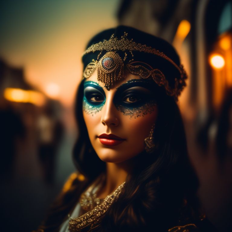 SuperHumanEpoch: Subject: a woman with a venetian carnival mask