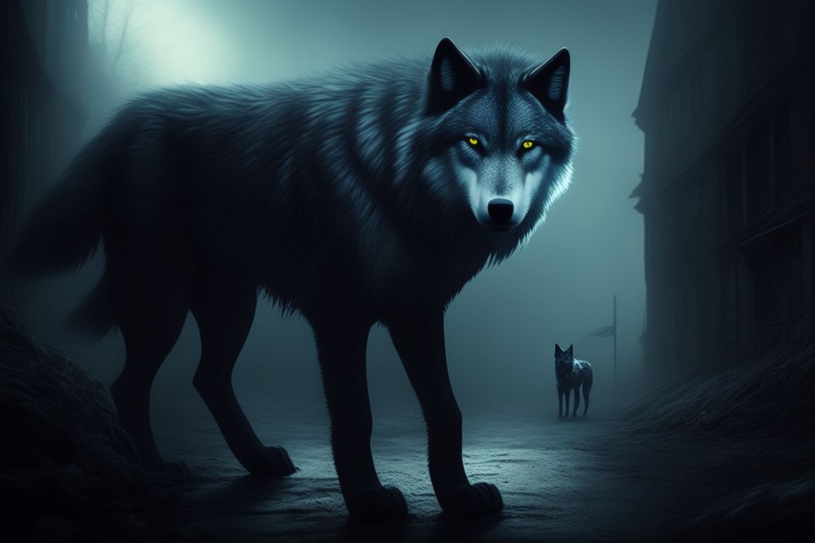 Glowing Eyes In The Dark Wolf
