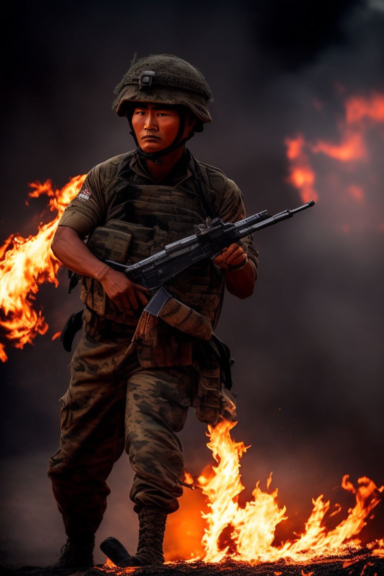 Soldier Standing With Gun
