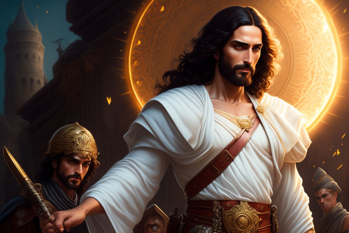 dnbcd: stunning fullbody d&d character art, JESUS CRISTO, wears very ...