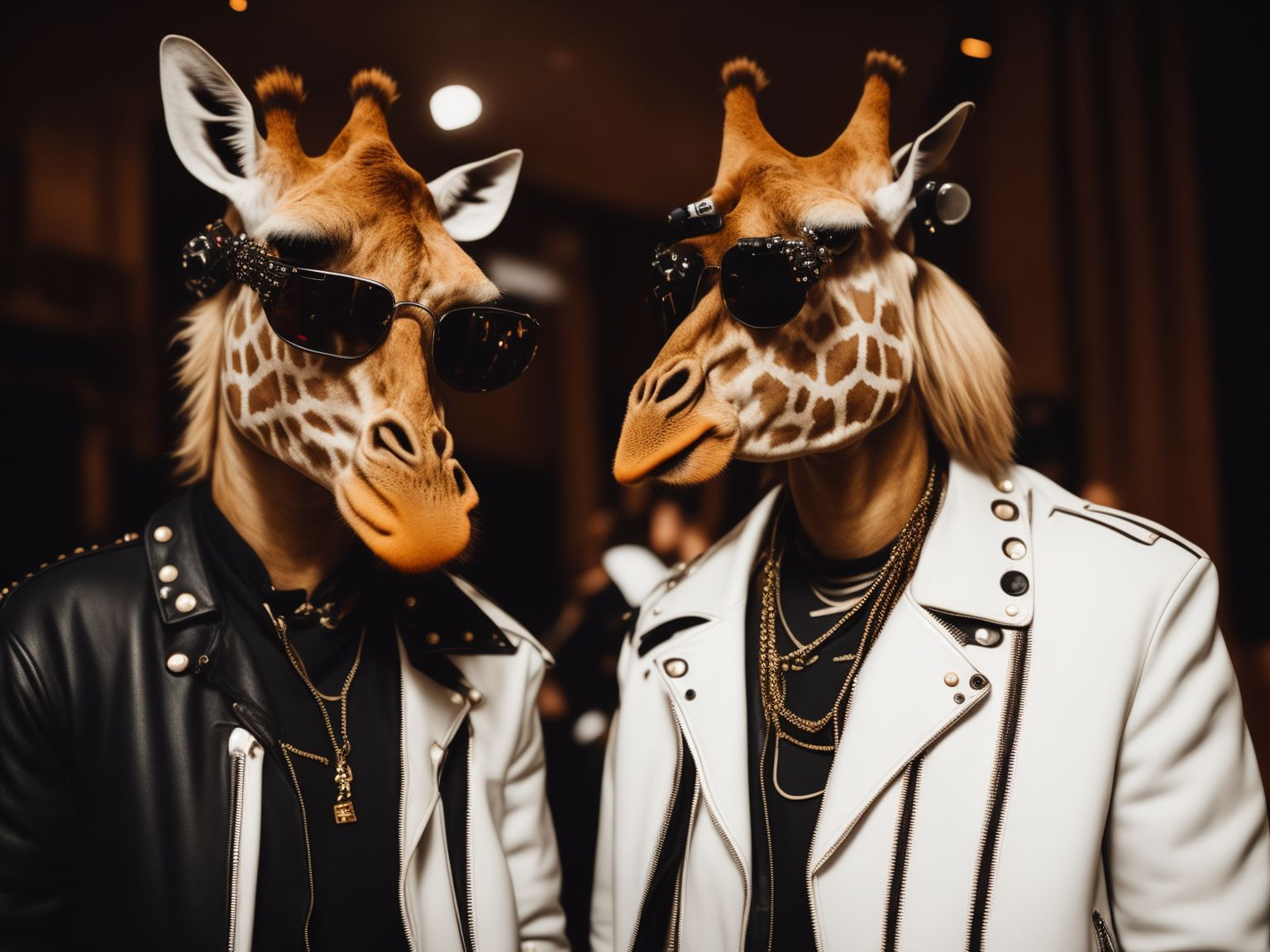 dnbcd: A giraffe animal cosplaying as a rockstar, dressed in a leather ...