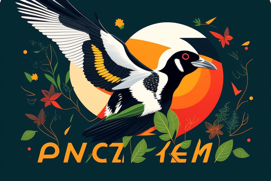 lean-octopus418: Logo, magpie, text on logo says PLEMIENNA, flat