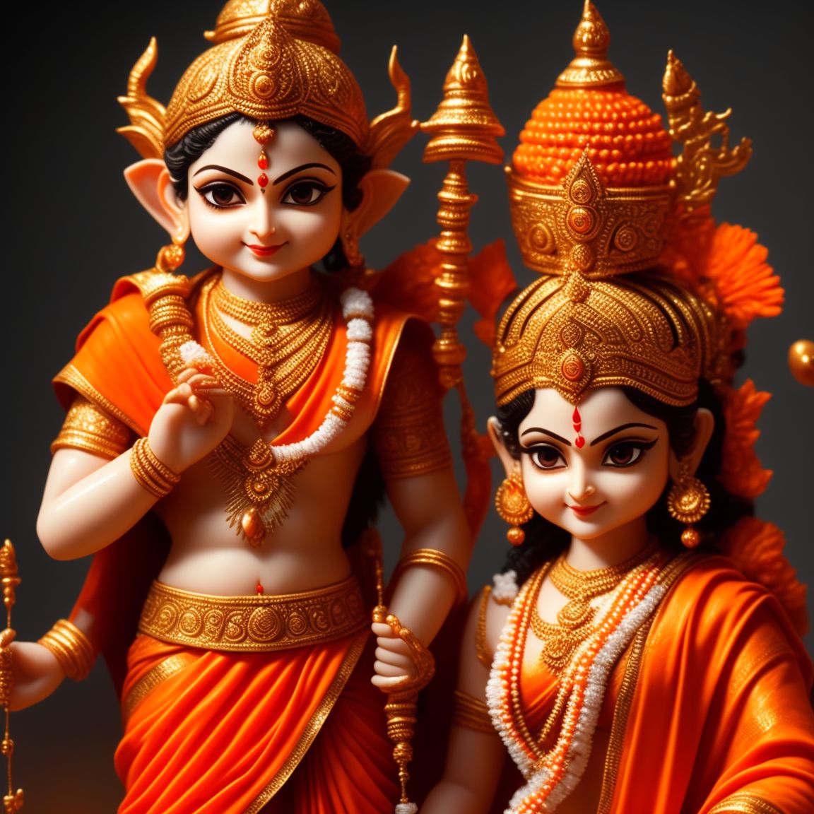 exotic-hare177: Hindu god lord Ram wearing orange clothes with his wife ...