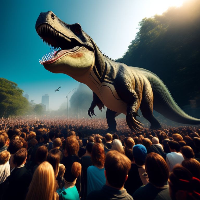 Walk77: realistic photography, a tyrannosaurus rex walking on time ...