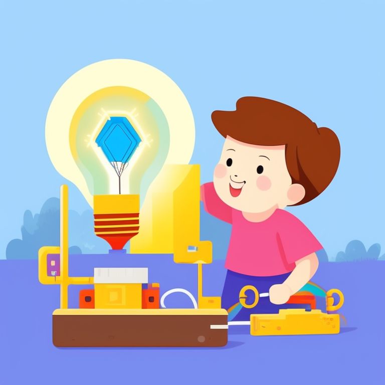 super-quail739: a happy kid building an electrical circuit with a led ...