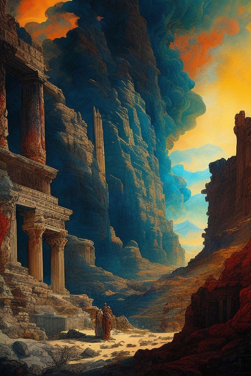 caring-pony481: greek pillars in the desert