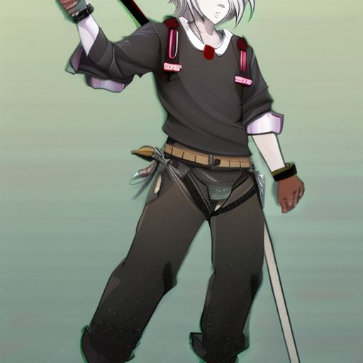 merry-hornet826: sci fi male scrapper teenager with spear and grey hair ...