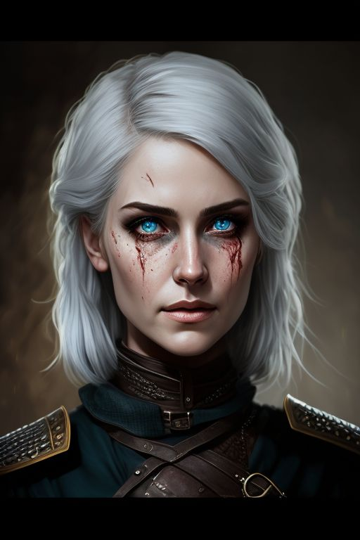 canine-elk159: a zombie woman with white hair, blue eyes, scar through ...