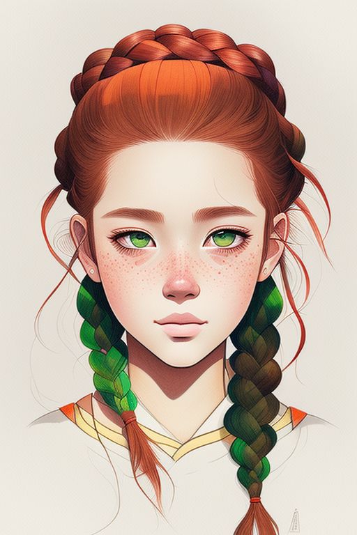 equal-duck283: Girl with green eyes, red hair, braided, with freckles ...