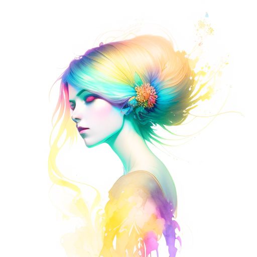 faraway-gaur311: rainbow hair, line art watercolor wash, ethereal ...