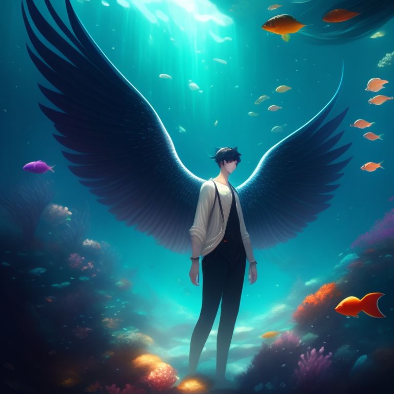 Anime Boy Black Angel Wings