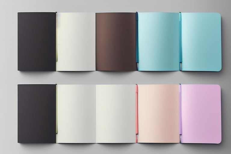 ArrowQueen: create a 5 notebook mockup, display 5 notebooks side by ...