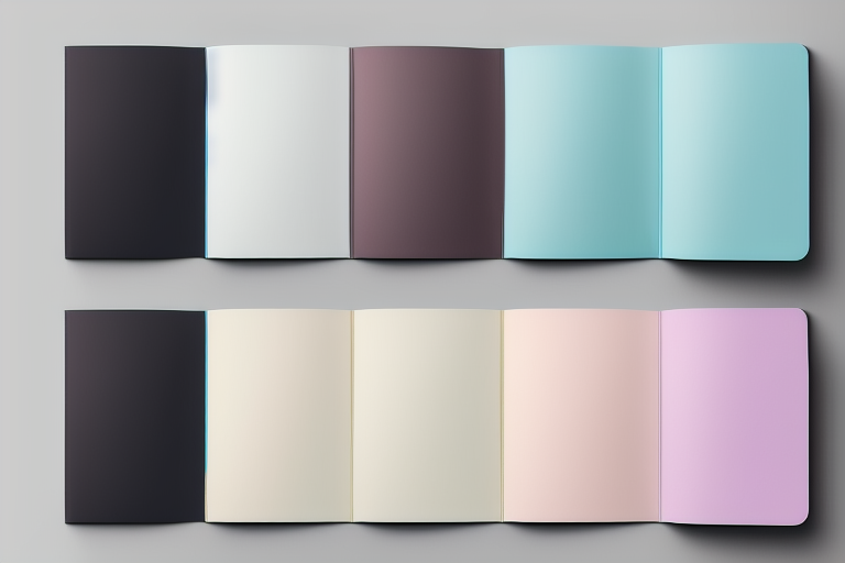 ArrowQueen: create a 5 notebook mockup, display 5 notebooks side by ...