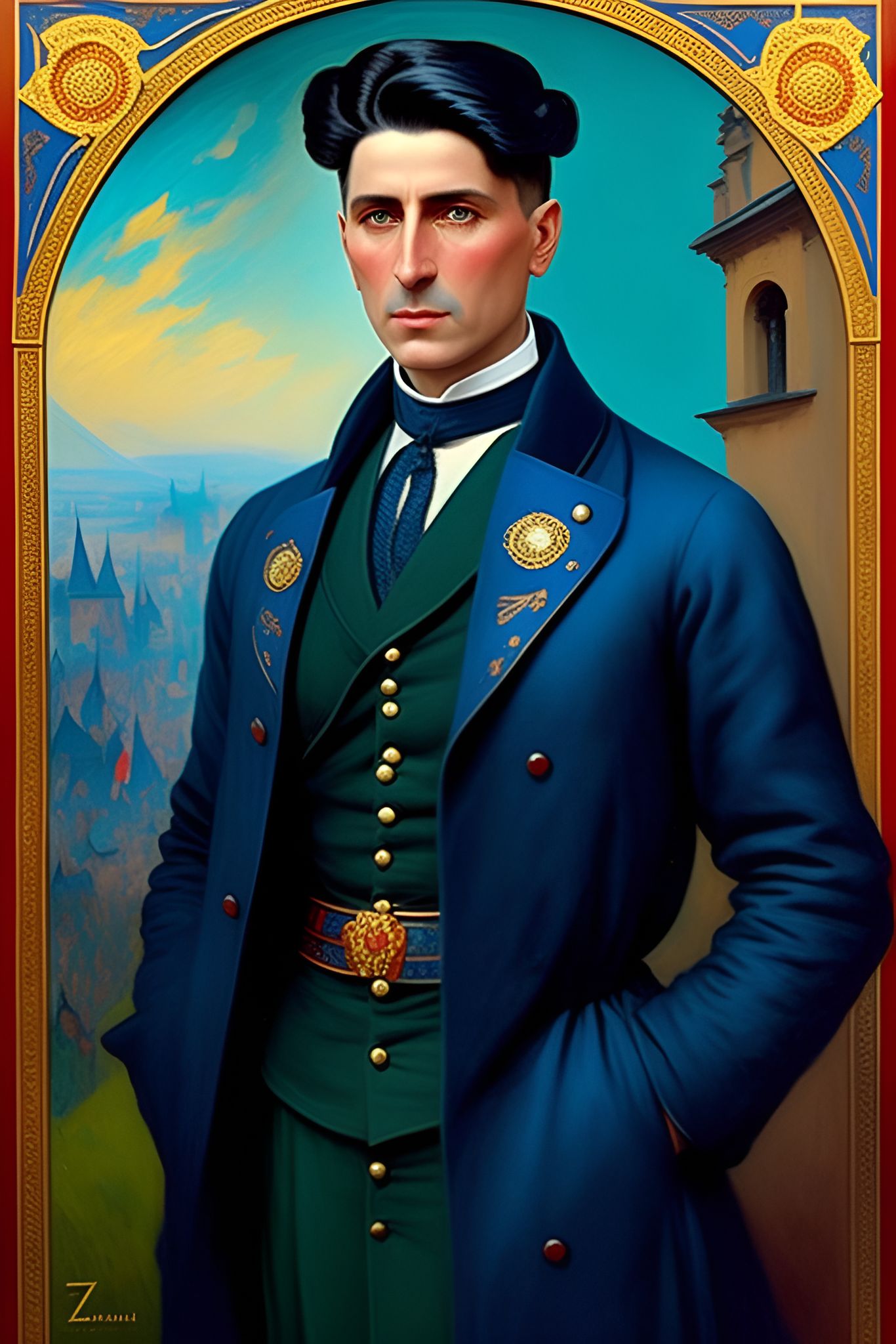 bouncy-mule791: Corneliu Zelea Codreanu in the art style of Viktor ...