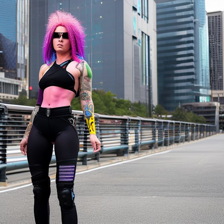 neat-walrus247: full body portrait photo of a cyberpunk woman, athletic ...