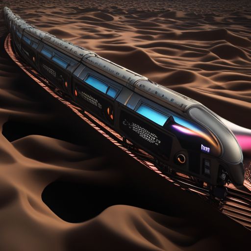 ajar-chicken715: a futuristic long train traveling in the desert ...