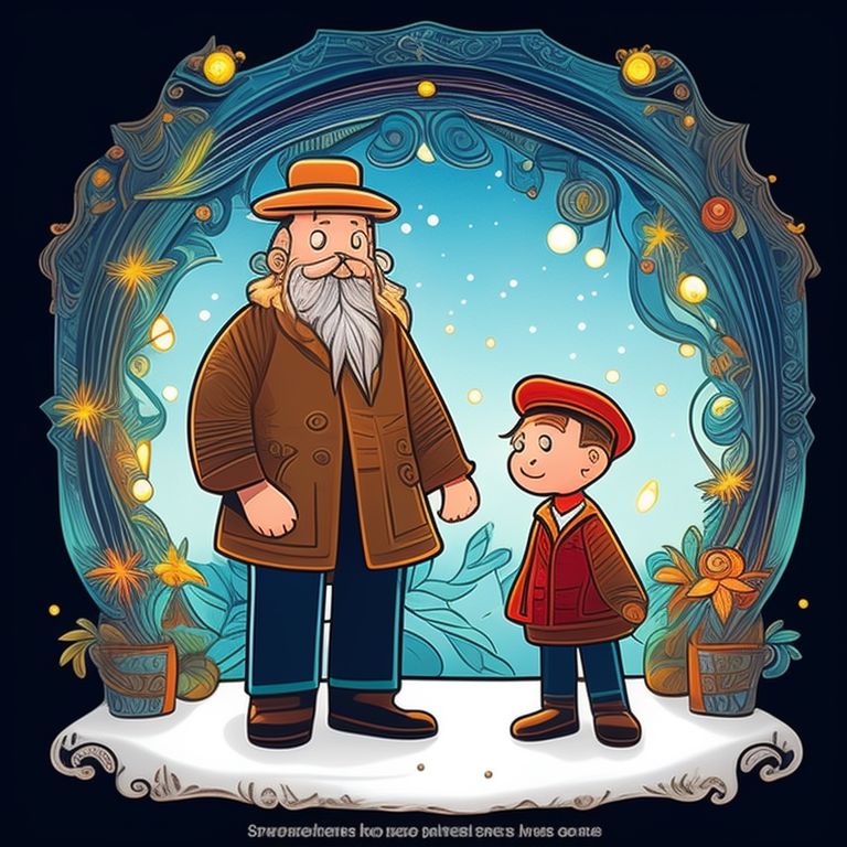 feisty-llama343: father standing with his son standing cartoon kindle book