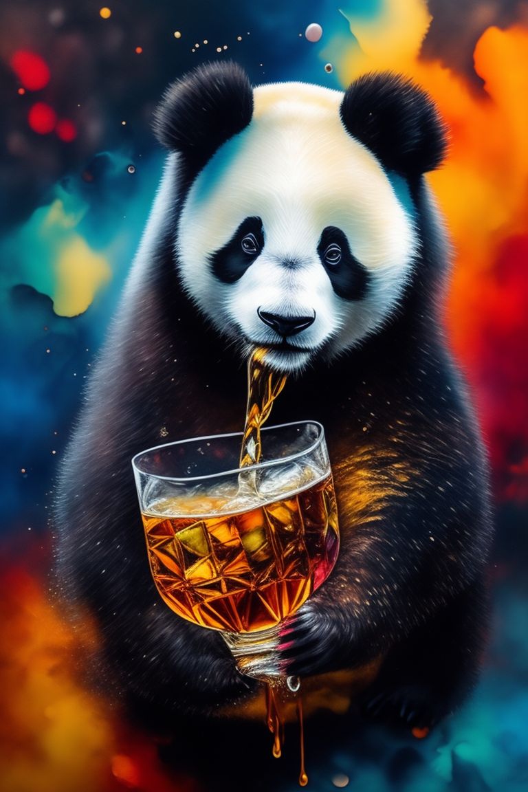 ripe-termite625: Cool dancing panda drinking whiskey holding his ...