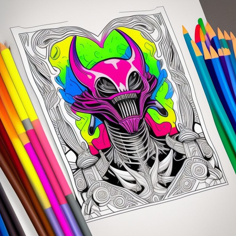 Xenomorph Alien Line Art Outline Free Coloring Book Page