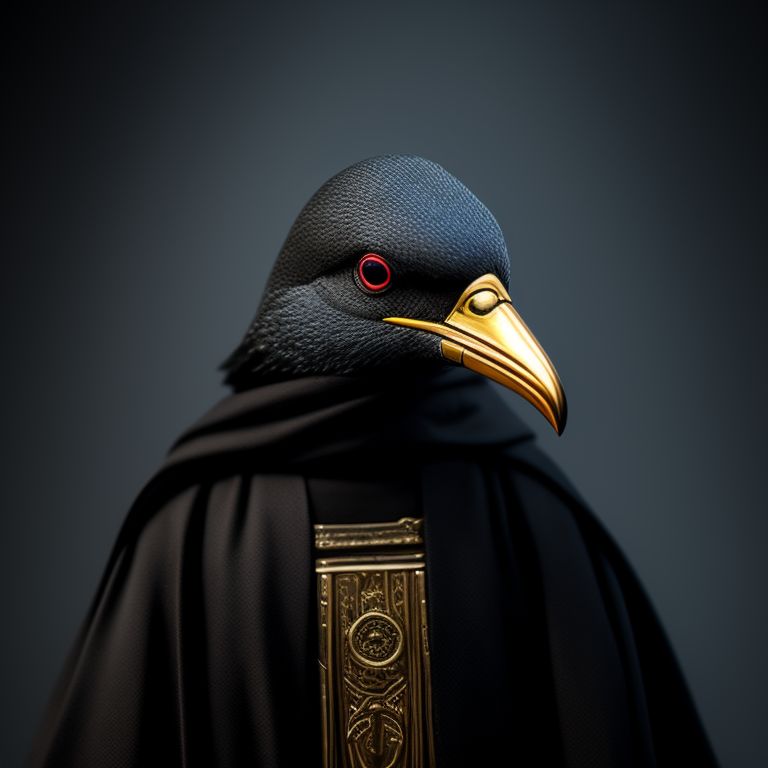 drab-ant611: Jedi pigeon with a black Jedi cloak on, portrait ultra ...