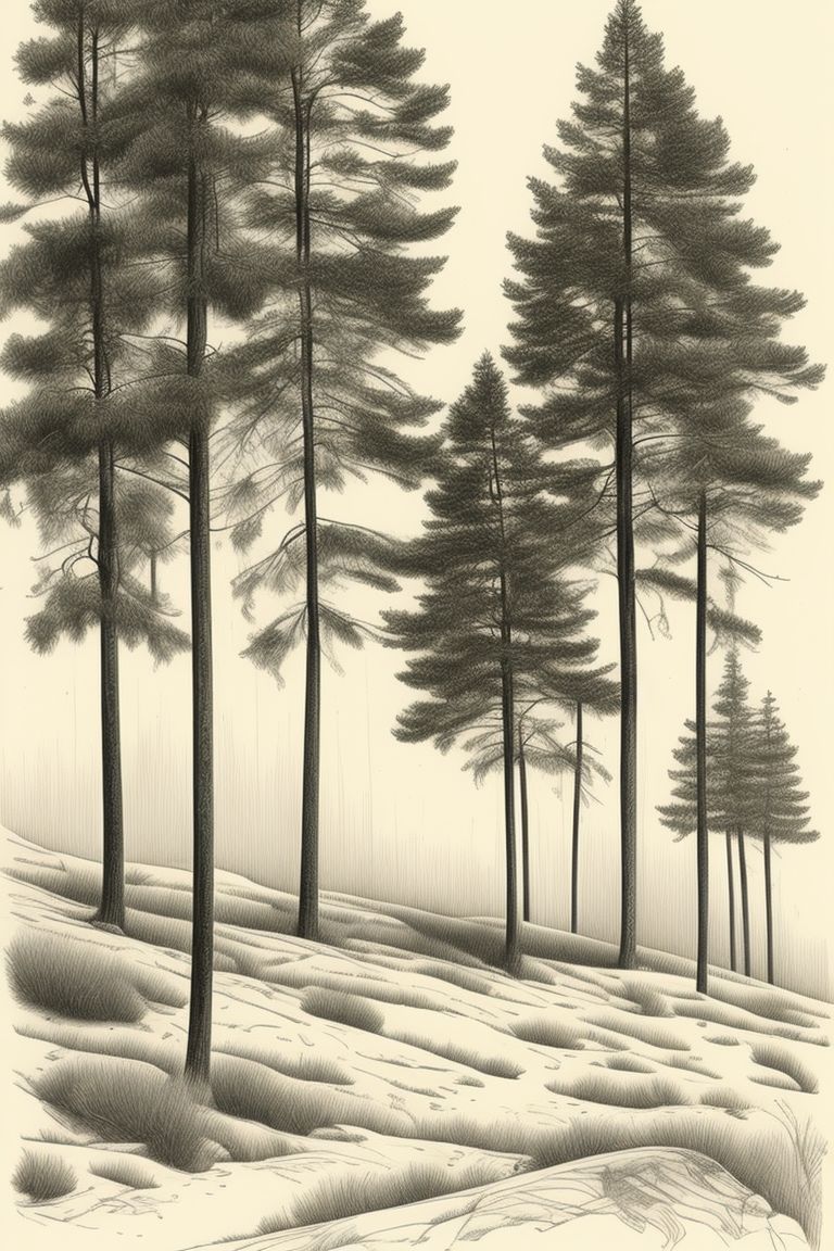 Pencil Drawings Of Pine Trees