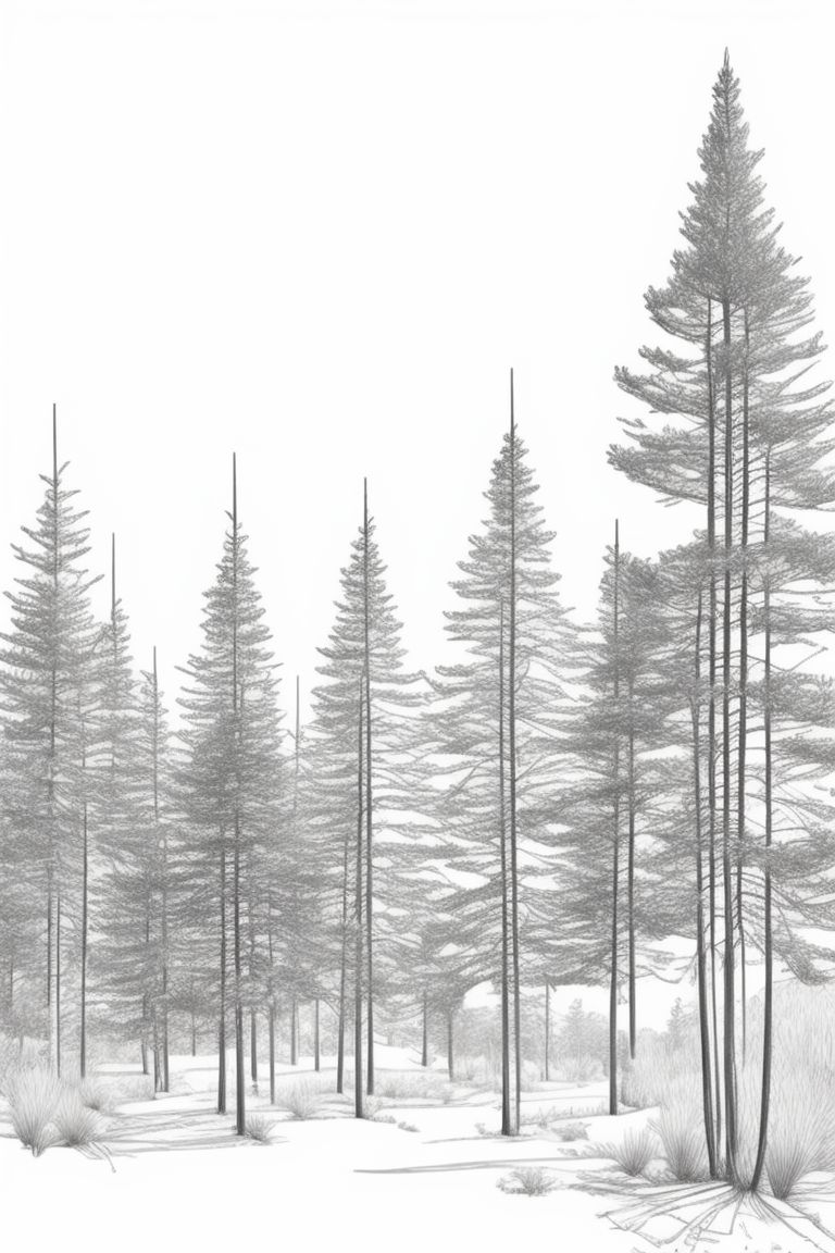 Pine Tree Forest Drawing