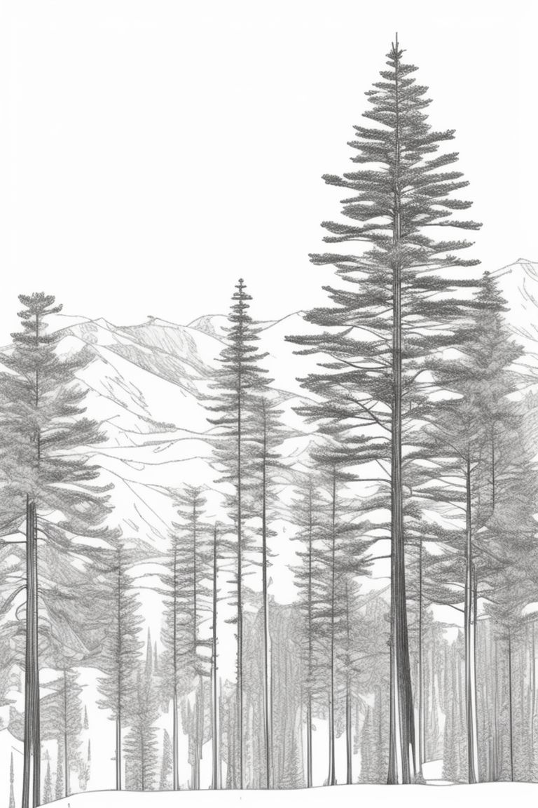 Tall Pine Tree Drawing