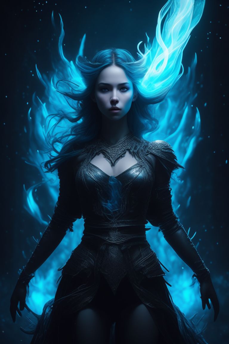 VarnaBrokentree: a female sorcerer with beautiful face holding magical ...