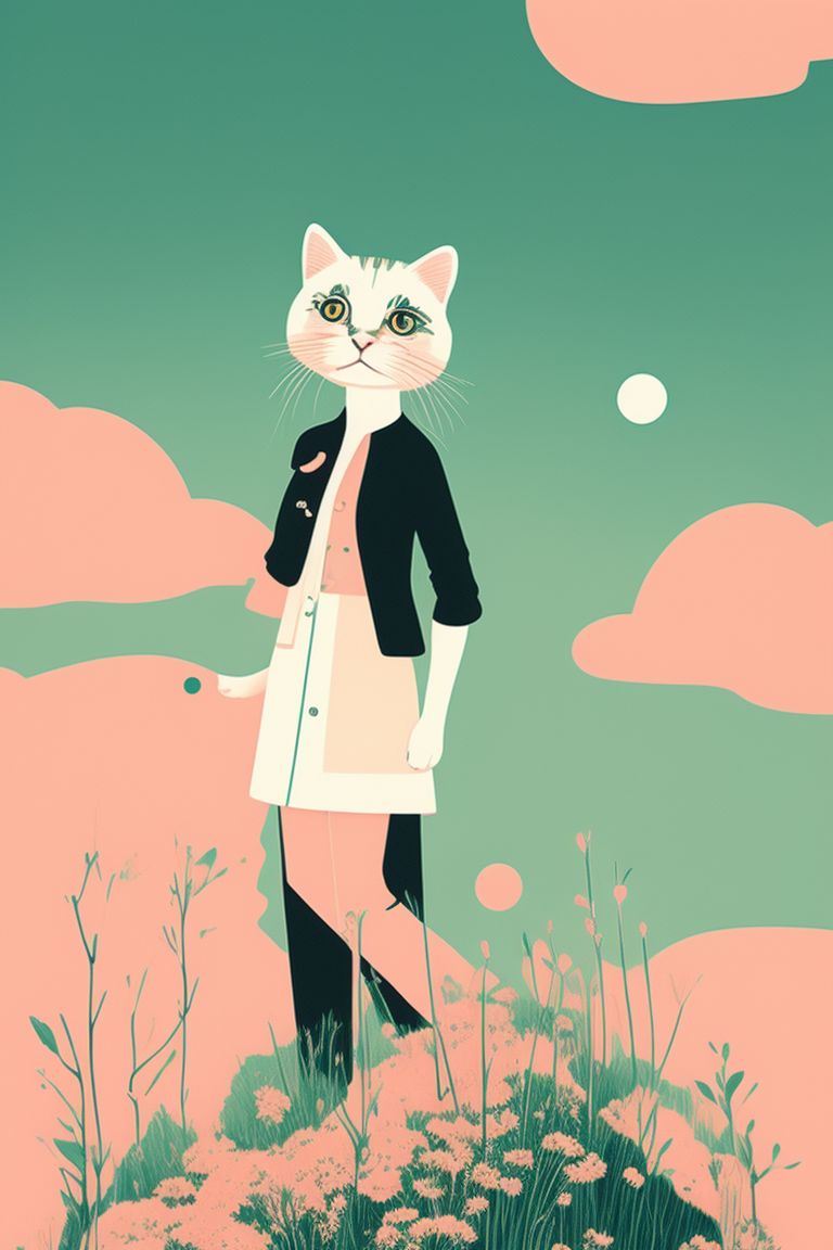 Fedoraxsa: cat in the meadow