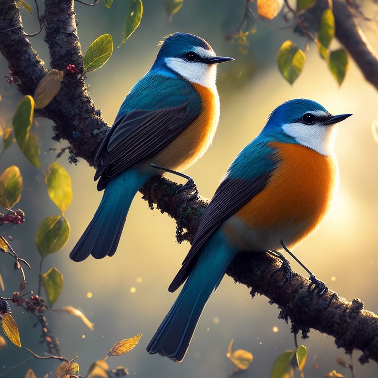 moral-turtle525: charming birds in a tree tree branch in the background ...