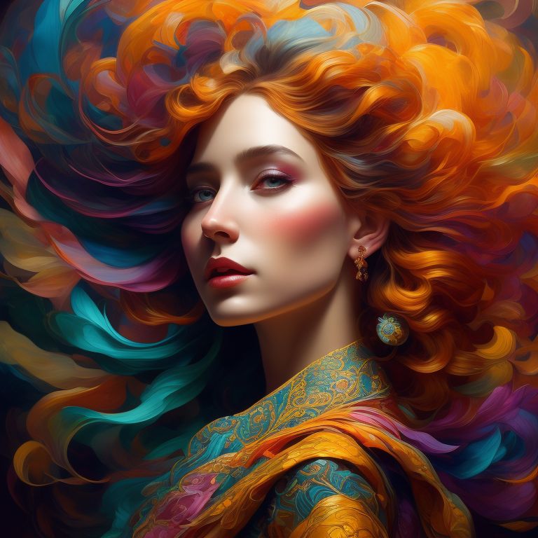 Manuzoom: the ultra realistic painting of A young female in colorful ...
