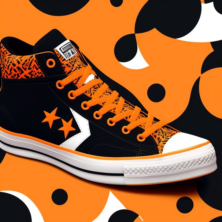 curvy-wren692: Converse shoe in african pattern orange and black