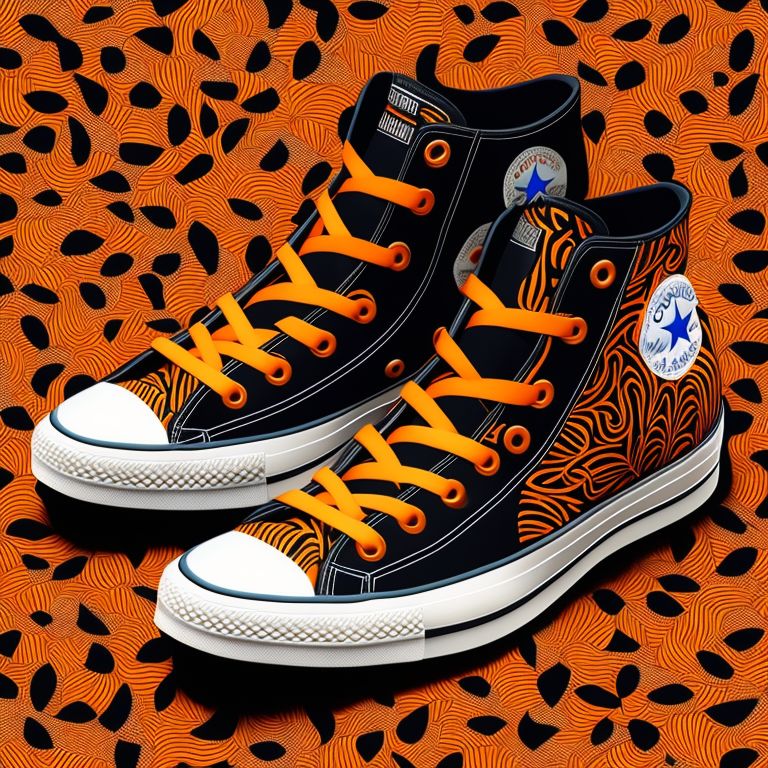curvy-wren692: Converse shoe in african pattern orange and black