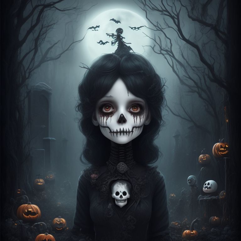 Skeleton Girl Painting