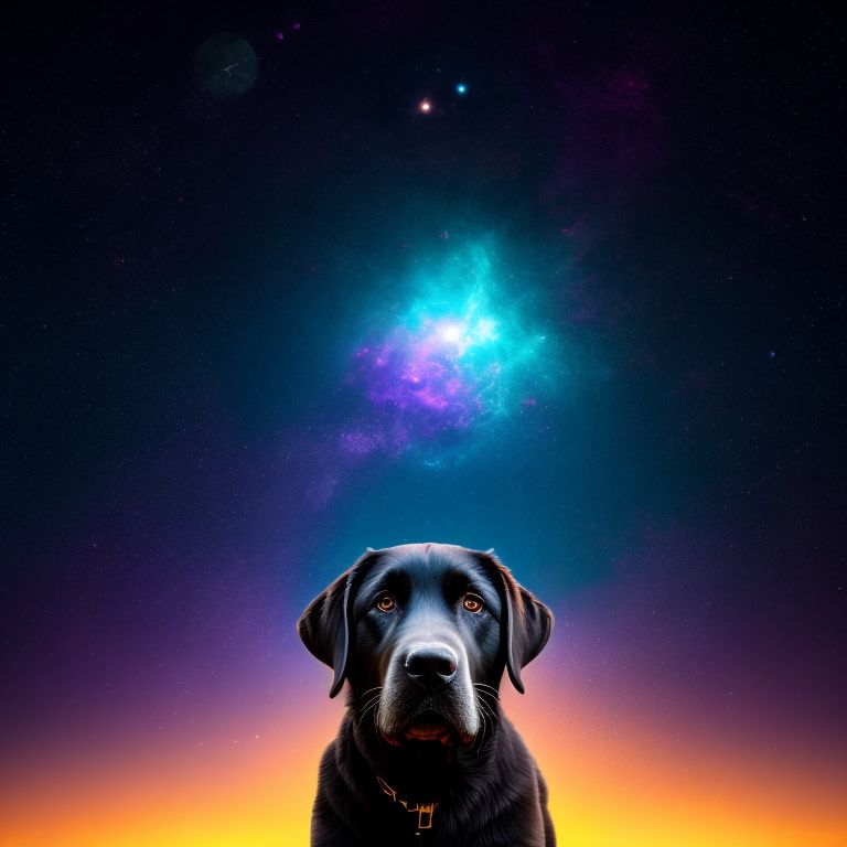 sweet-cod398: young labrador retriever in space with the earth in the ...