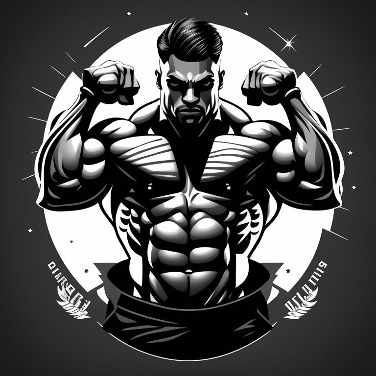 ragged-emu914: Text = power gym logo below, highly detailed bodybuilder ...