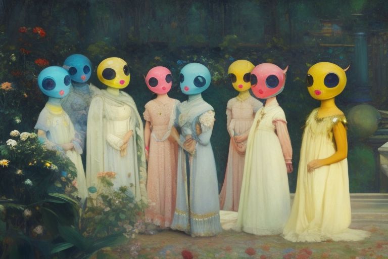 dimpled-bat890: Colored aliens in dresses