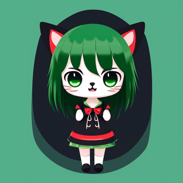 Mana_linna: Neko girl vampire green hair cute