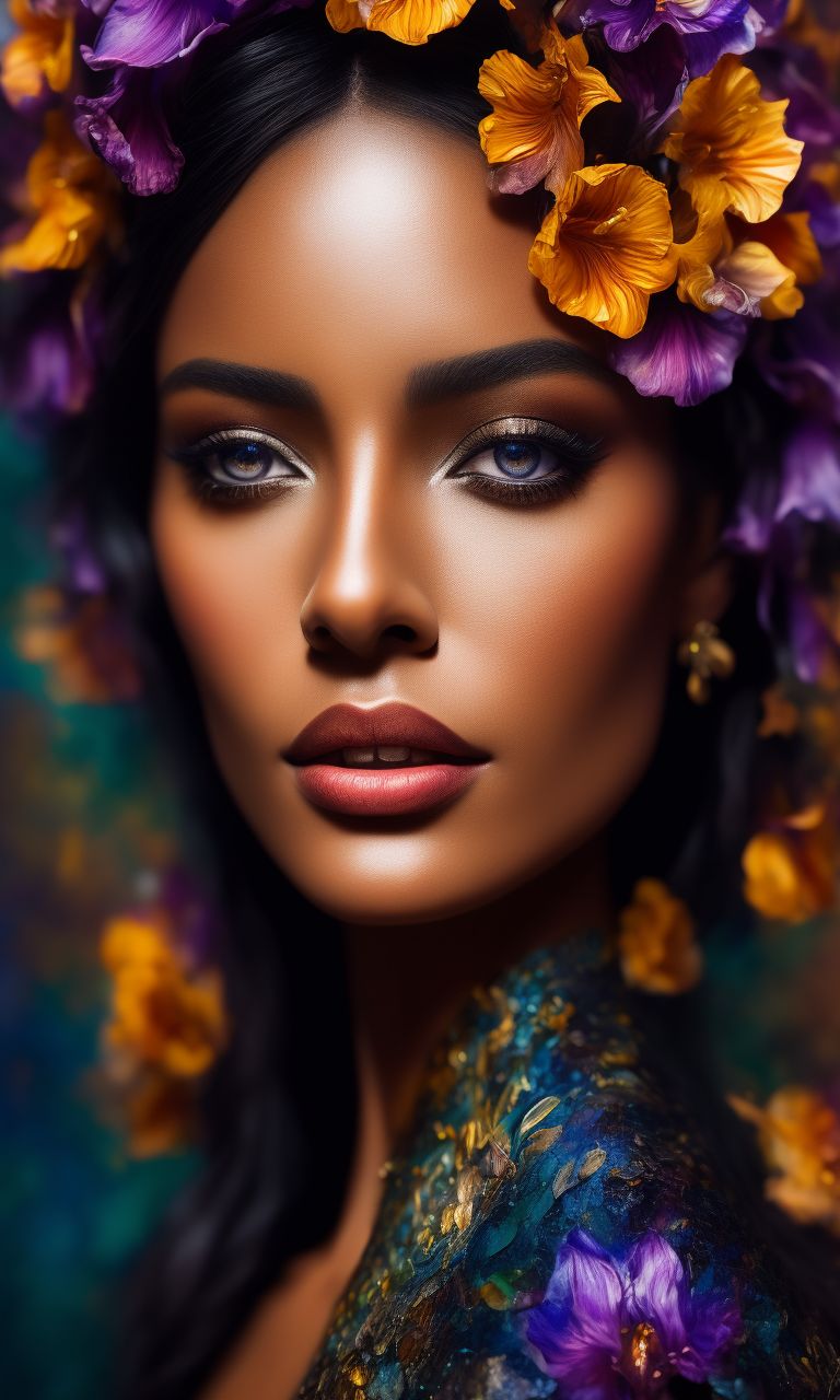 big-pelican49: a realistic painting of a woman wearing a crown of ...