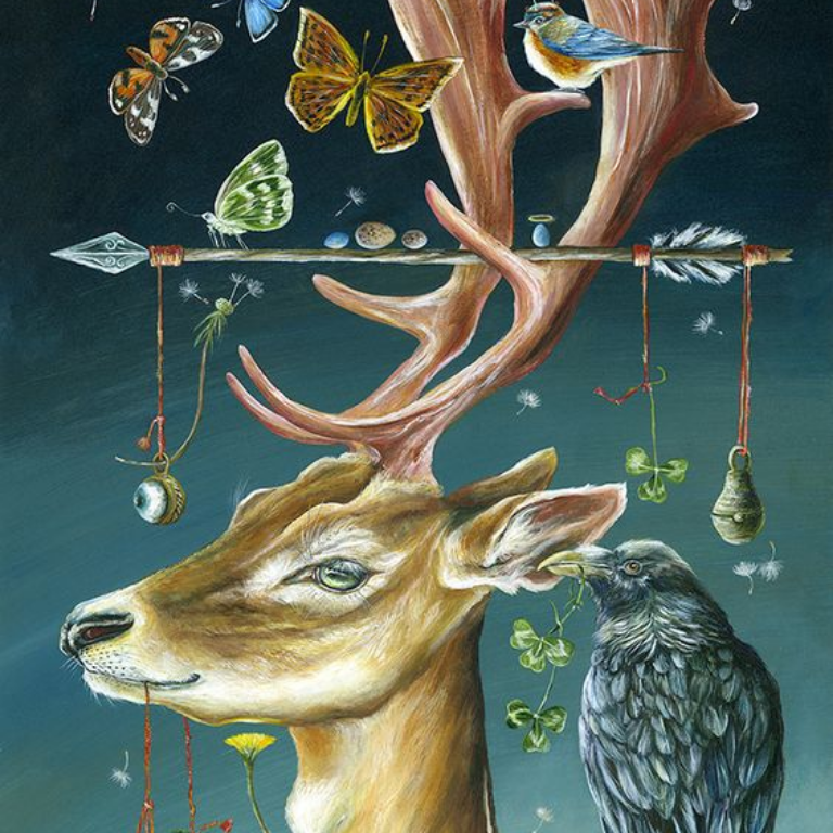 odd-horse185: circular design, t-shirt design, the deer, with moon ...