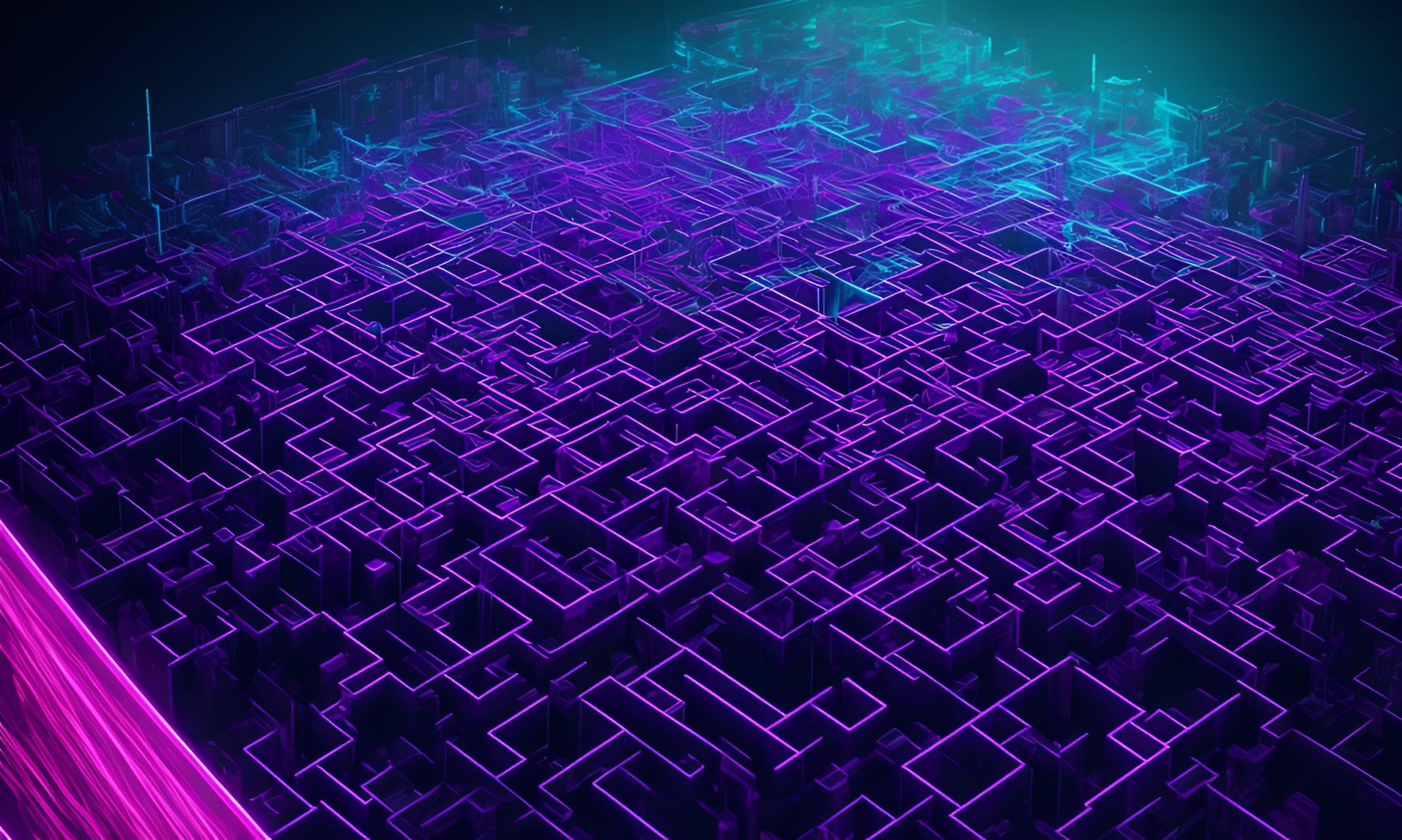 heathercooper: Surreal synthwave 3D maze inside of a pyramid, intricate ...