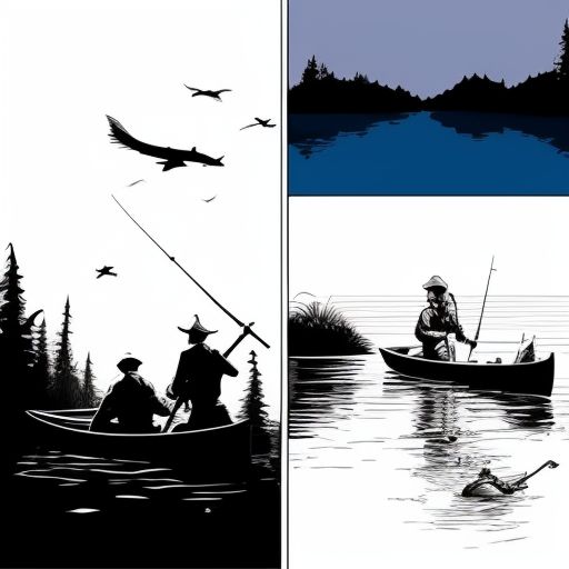 pushy-quelea296: Fishing canoe on a lake, swampy water