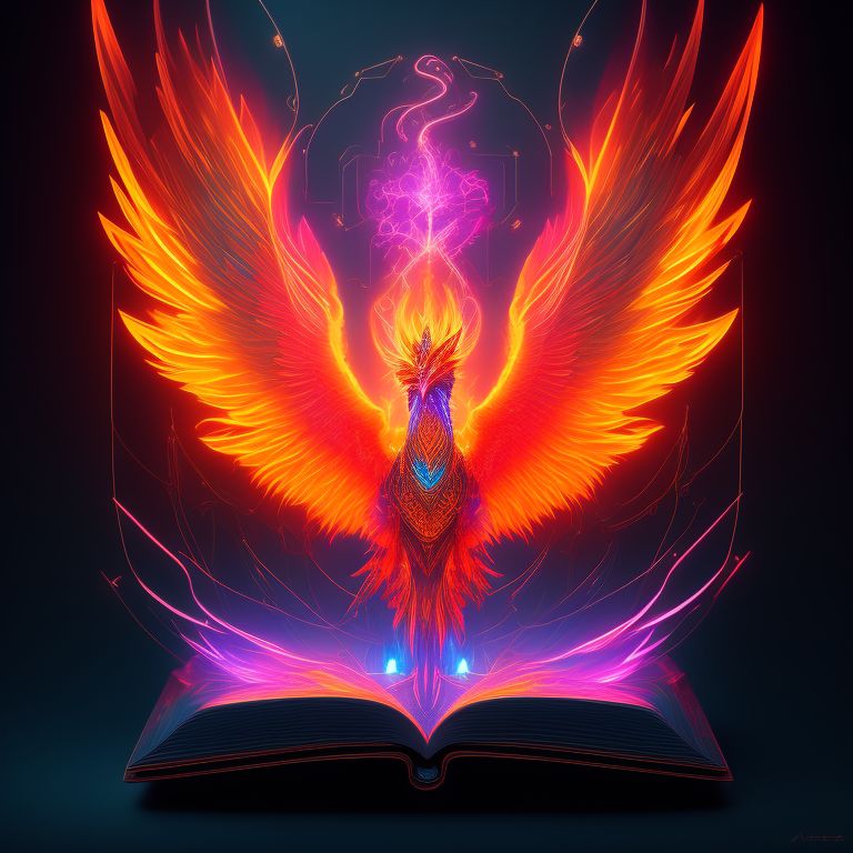 total-dunlin940: a cybernetic phoenix raising from an open book ...