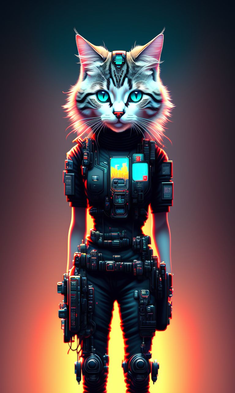 hungry-clam341: - cat mascot cyberpunk style, t-shirt design, super ...